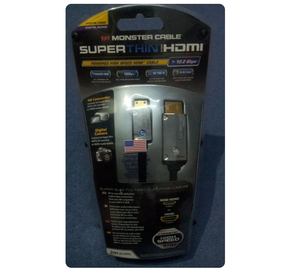 GENUINE MONSTER DISPLAYPORT CABLE HPM 700, mini HDMI type C to HDMI ty ...